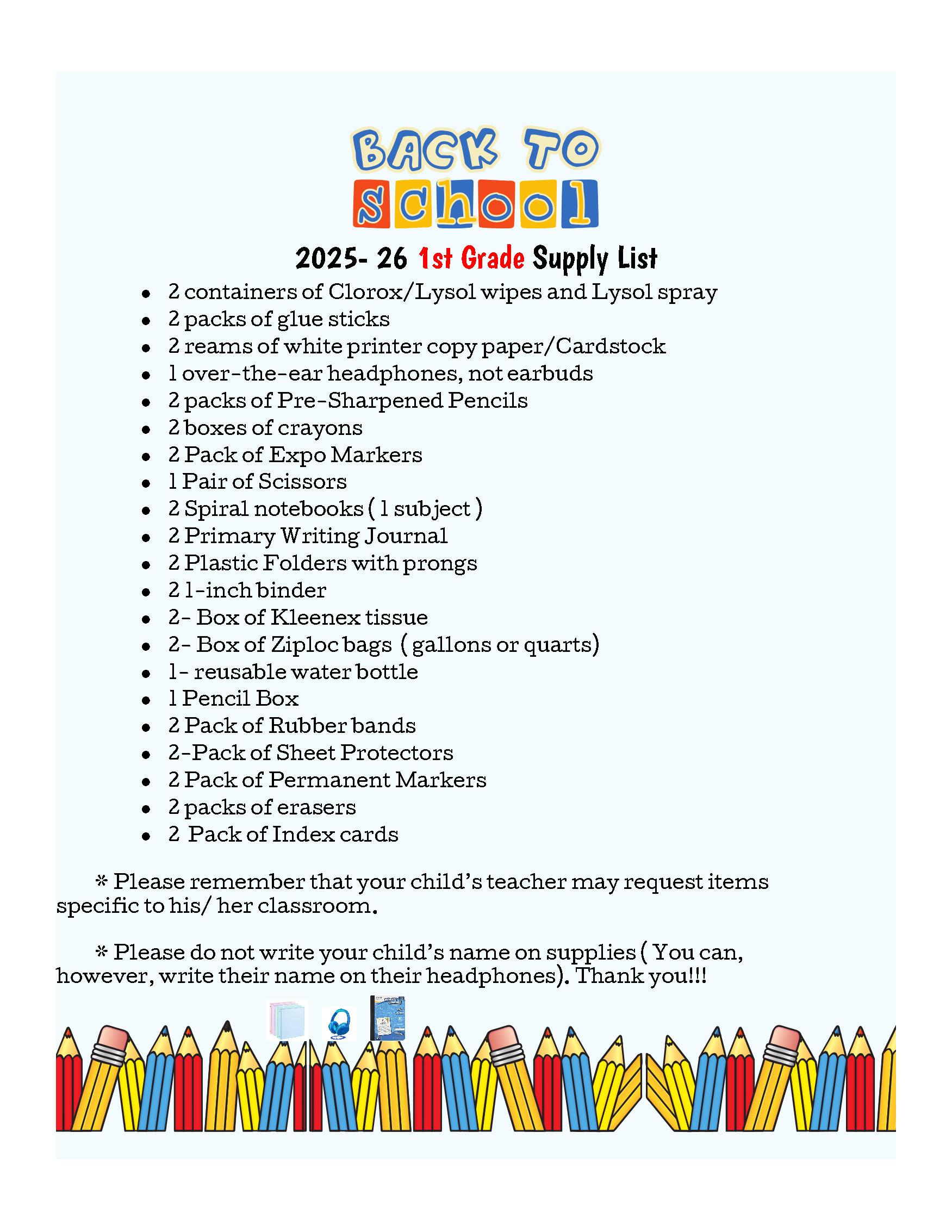 2025-2026 Supply Lists / Supply Lists